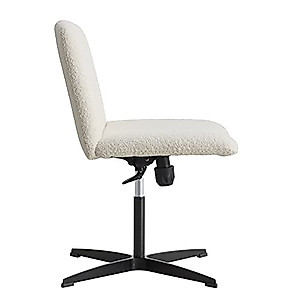 Haplized Office Chair, Home Computer Chair，Adjustable 360 ° Swivel Cushion Chair with Black Foot,Swivel Chair Makeup Chair Study Desk Chair No Wheels (White Velvet)
