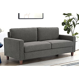 US Pride Furniture Mid Century Modern Couch with Reversible Back Pillows, 3 Seater Sofa for Small Spaces, Living Rooms, Apartments, and Condos, 77" Wide, Grey