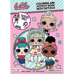 L.O.L. Surprise! 48-Page Color & Activity Book with Temporary Tattoos for Kids 45656 Bendon