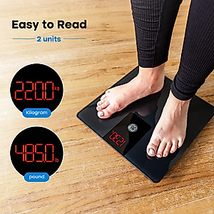 GE Bathroom Scale Body Weight: Digital BMI Weight Balance Scales FSA HSA Eligible Heavy Duty Measuring Scale for People Accurate Bluetooth Weighing Scale Electronic Weigh Scales, Black