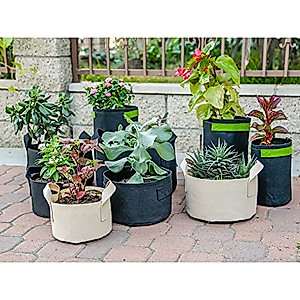 247Garden 5-Pack 7-Gallon Aeration Fabric Pot/Plant Grow Bag w/Handles (260 GSM, Black, 12H x 13D)