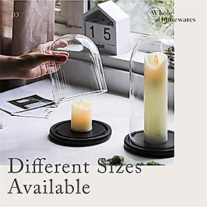 WHOLE HOUSEWARES | Decorative Clear Glass Dome | Cloche Glass Dome for DIY Snow Globes | Tabletop Centerpiece | Cloche Bell Jar Display Case | Black MDF Base, 5.7" D X 6.5" H