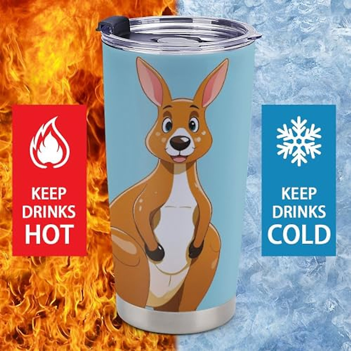 LHDGSJE Funny Cartoon Kangaroo Zoo 20 Oz Tumbler Stainless Steel Coffee Mug Reusable Travel Mug Leak-proof Large Capacity Car Cup Insulated Tumbler Fits in Car Cup Holder