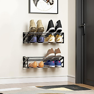 DEYILIAN 2 Pack Wall Mounted Shoe Rack for RV, Hanging Shoe Organizer with Sticky Hanging Mounts, Over the Door Shoe Organizer for Closet Camper Door Shoe Rack, Wall Shoe Rack, Wall Shoe Organization