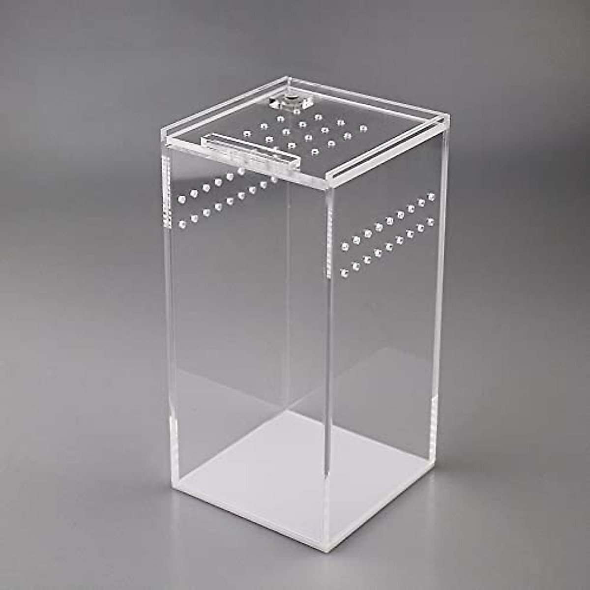 NANEEZOO Magnetic Acrylic Case, 2.9x2.9x6 Inch Nano Arboreal Tarantula Enclosure Reptile Habitat Terrarium Breeding Box for Spider Scorpion Sling Isopods Lizards Invertebrates Insect Mantis