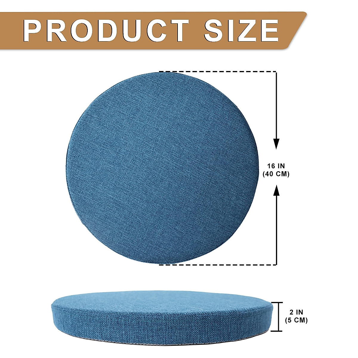 M Mute Touch 4PCS Outdoor Bar Chair Cushion | Waterproof Patio Round Seat Cushions | 16''x2'' Chair Cushion with Removable Cover and Handle for Outdoor Furniture, Garden (Dark Grey)