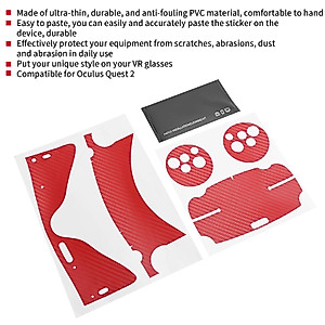 070 VR Headset and Controller Skin, Protective Decal Stickers PVC Skin Cover for Oculus Quest 2, Virtual Reality Gaming Accessories(Red)