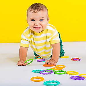 Bright Starts Lots of Links Rings - for Stroller or Carrier Seat - BPA-Free 24 Pcs, Ages 0 Months Plus