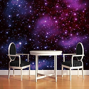 Universe Purple Night Sky Stars 3D Wall Murals Wallpaper, Galaxy Meteor Aurora Wall Poster Murals, Wall Painting Art Wallpaper for Living Room and Bedroom Home Decor 177" by 124"