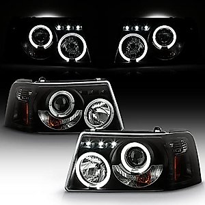 ACANII - For 2001-2011 Ford Ranger LED Halo Black Smoked Projector Headlights w/Corner Headlamps, Driver & Passenger