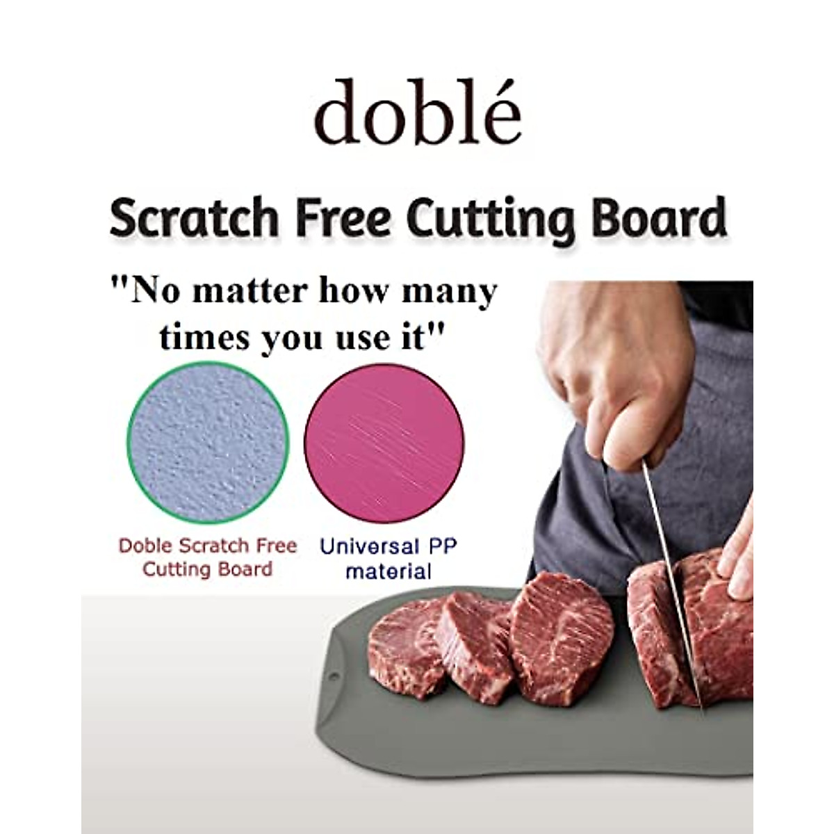 doblé Non-Scratch Flexible Cutting Board for Chopping, Scratch Free Juice Grooves with Easy Grip Handle, Non-Slip Dishwasher Safe for Kitchen (Medium (13.5" x 9.3"), Space gray)