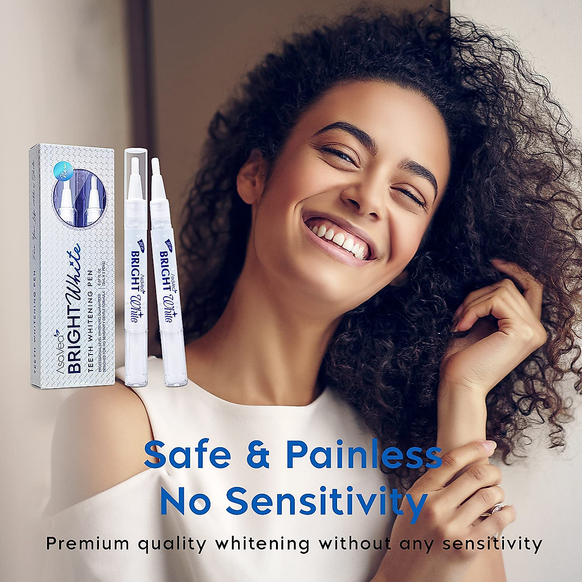AsaVea Smile Teeth Whitening Pen (4 Pens) for Teeth Whitening, 40+ Uses, Effective, Painless, No Sensitivity, Travel-Friendly, Beautiful White Smile, Mint Flavor (Teeth Whitening 2 Pack)