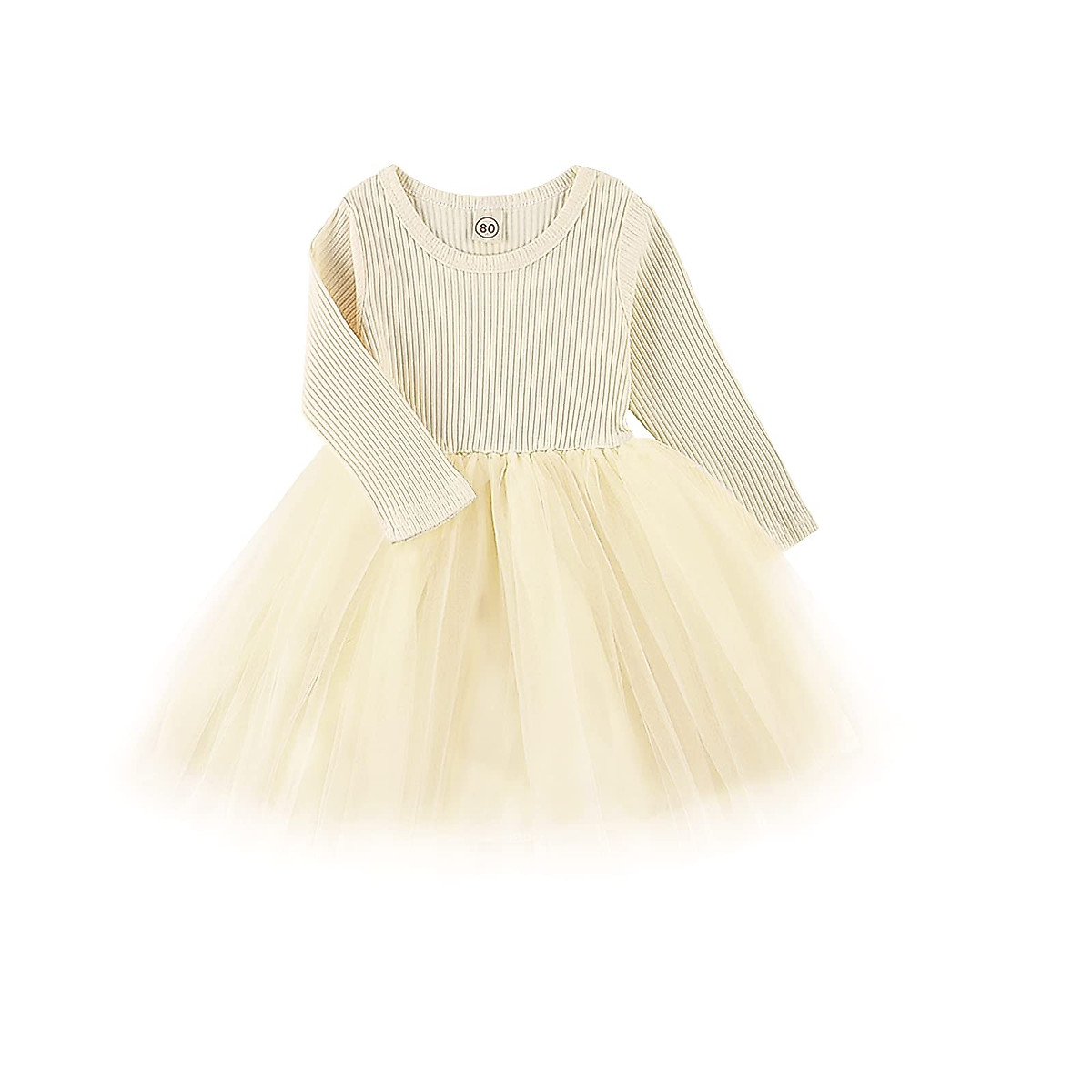 Toddler Baby Girls Winter Dress Tutu Dresses Long Sleeve Infant Children Clothes for 1-5Years (Beige, 4-5T)