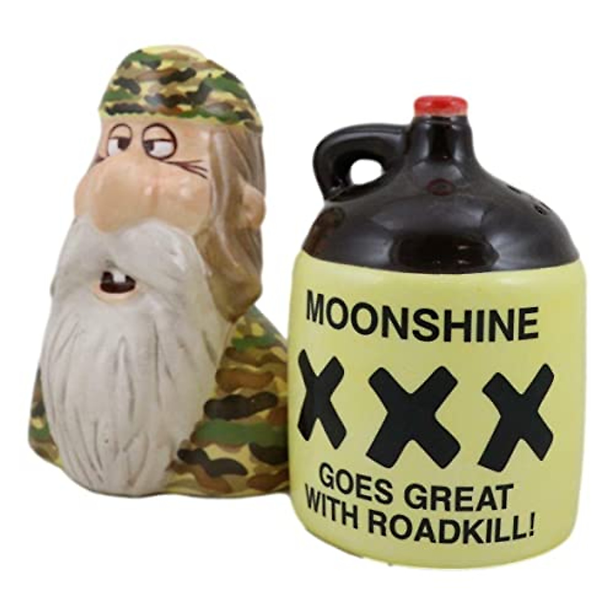 "Home Décor Accents" Moonshine Goes Great with Road Kill Redneck Hunter and Jug Salt Pepper Shakers - Home Accents 33-kl1-9896