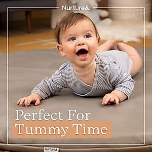 Nurture& Baby Padded Play Mat | Non-Toxic Foam Floor Activity Pad for Babies, Toddlers, Infants | Activity, Tummy Time, Crawling (Circle 51", Ivory)