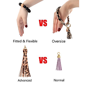 BVGA Wristlet Keychain Bracelet Wallet, Silicone Bead keyring Bangle for Women