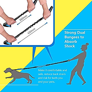 UPPETLY Hands Free Dog Running Leash with Adjustable Waist Belt, Dual Handle Elastic Bungees Retractable Rope for Medium and Large Dogs, Reflective Stitches for Walking Hiking Biking