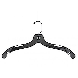 NAHANCO 8500BH Plastic Top Hangers, Heavy Weight withBlack Hook, 17", High Gloss Black (Pack of 100)