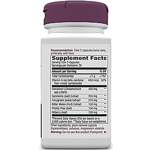 Nature's Way Blood Sugar Manager with Gymnema, Supports Blood Sugar Metabolism*, Vitamin A Supplement, 90 Capsules