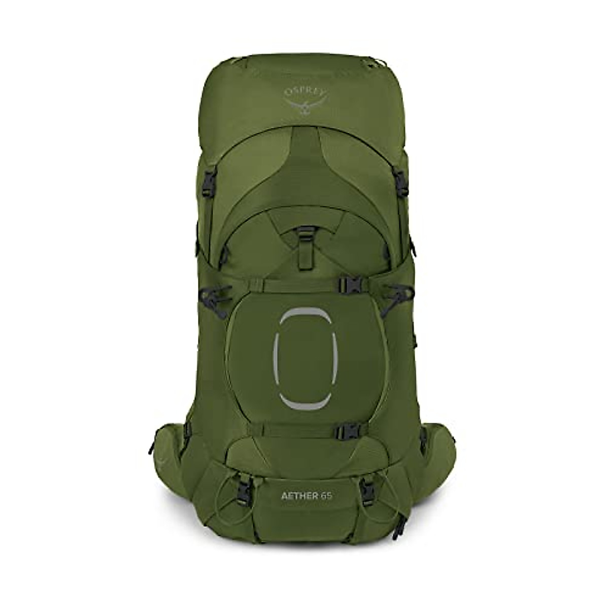 Osprey Aether 65L Men's Backpacking Backpack, Garlic Mustard Green, Extended Fit, Small/Medium