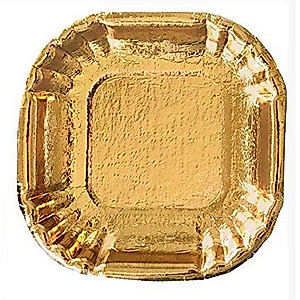 Mini Square Pastry Tray ,Gold Mini Dessert Plates ,Pastries, Appetizers , Appx. 4 x 4 - 50 pc. Single Serving trays
