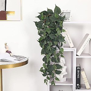 Veryhome Artificial Hanging Plants, 3.2FT Fake Ivy Vine for Wall Indoor Outdoor Decoration, Scindapsus Leaves for Home Room Garden Decor (Scindapsus Leaves)