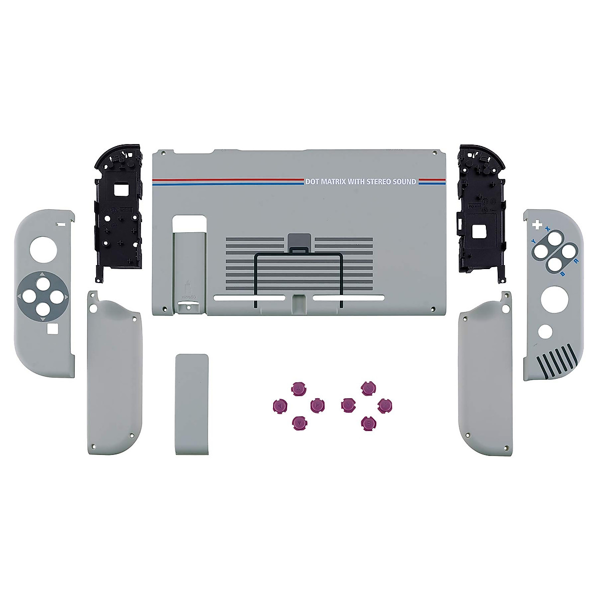 eXtremeRate DIY Replacement Shell Buttons for Nintendo Switch, Soft Touch Back Plate for Switch Console, Housing with ABXY Direction Buttons for Joycon Handheld Controller - Classic 1989 GB DMG-01