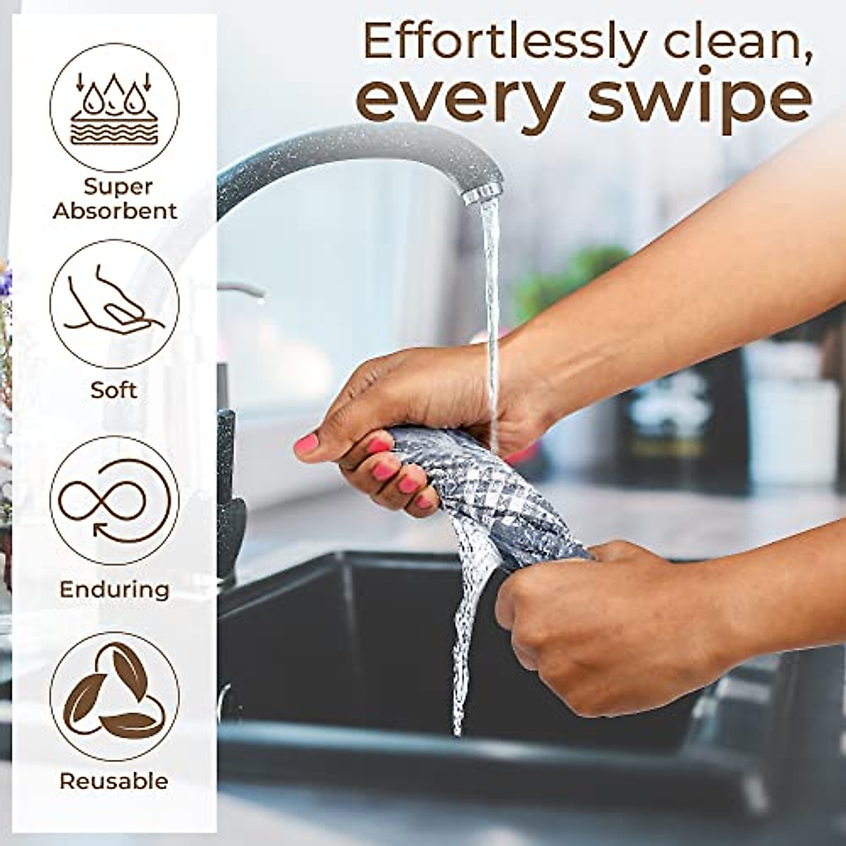 Urban Villa Dish Cloths Waffle Dish Cloths for Kitchen Indigo Blue/White Color Set of 8 Quick Drying Dish Cloths Highly Absorbent Cotton Size 12X12 Inches with Mitered Corners Kitchen Dish Towels