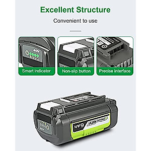 Amityke 6.0Ah 40V Battery Replacement for Ryobi 40V Battery OP4040 OP4026 OP4030 OP4050 OP4060A，Compatible with Ryobi 40-Volt Battery Power Tools
