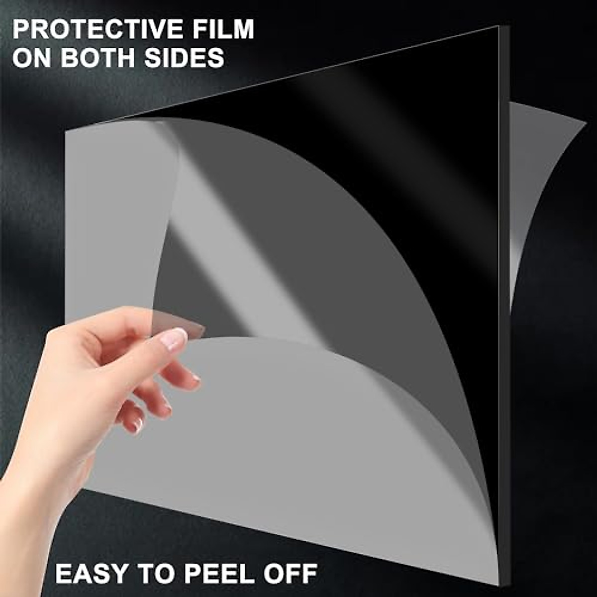 KEVJES Premium Glossy Black Cast Acrylic Plexiglass Lucite Sheets-1/8 Inch Thick (3mm) (2, 8x10 inch-3mm)