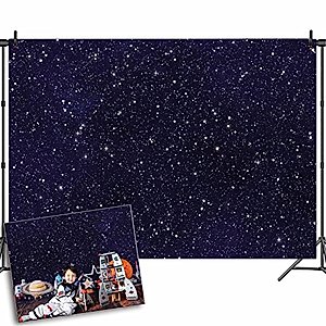 HQM 8x6FT Soft Fabric/Polyester Backdrop Night Sky Star Universe Space Starry Photo Background Boy or Girl Birthday Party Decor Banner