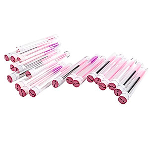 20 Pcs Pink Lash Disposable Mascara Brushes Diamond Eyelash Spoolies Makeup Brush Mascara Wand in Sanitary Tube Lash Supplies