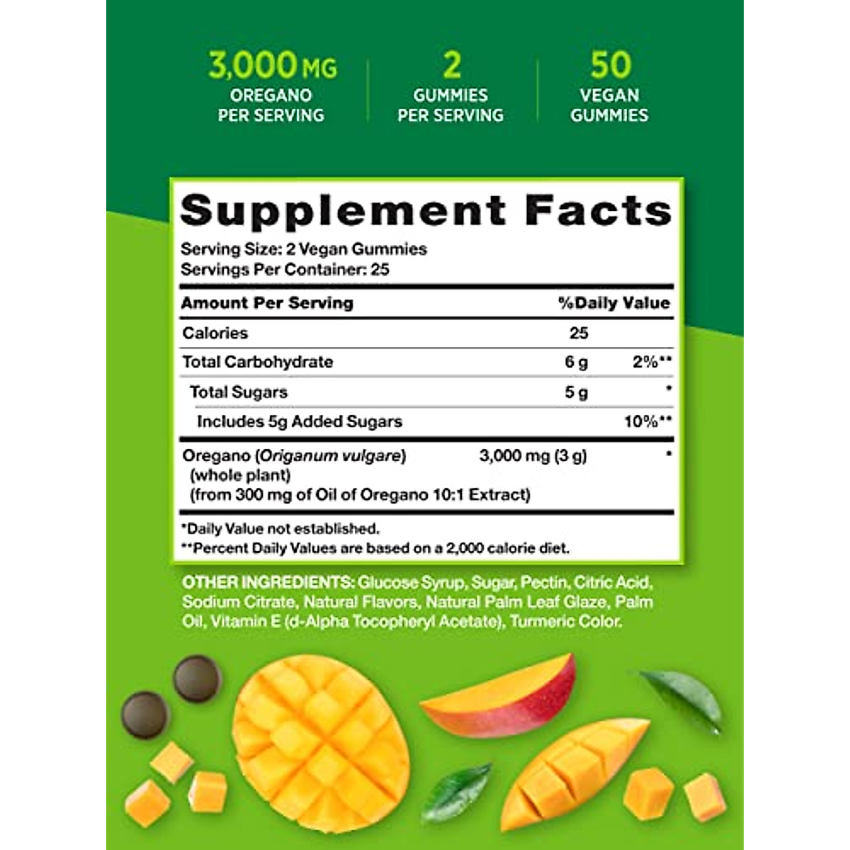 Nature's Truth Oil of Oregano Gummies | Vegan, Gluten Free & Non-GMO Supplement | Natural Mango Flavor | 50 Count