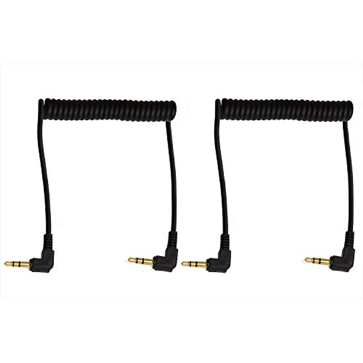 Mini Skater 3.5mm Coiled Audio Cable 90 Degree Male to Male Headphone Cable Stereo Aux Audio Extension Coiled Cord,2PCS