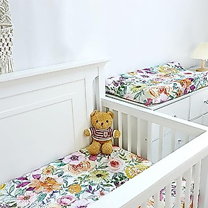 Jundetye Changing Pad Cover, 2 Pack Changing Table Cover for Baby Boys Girls, Jersey Knit Soft Diaper Changing Pad Cover, Changing Table Sheets, Watercolor Flower Daisy