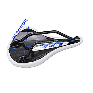 BuyWeek Bike Seat, Carbon Fiber Leather Bicycle Saddle Hollow Bicycle Seat Cushion 155mm Widen for Mountain Road Bike(White)