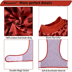 PetWarm Dog Recovery Suit,Surgical Suit for Dogs Female Spay Male Neutered,After Surgery Dog Onesie,Anti-Licking Dog Surgery Recovery Suit,Leopard Pattern,Red,XS