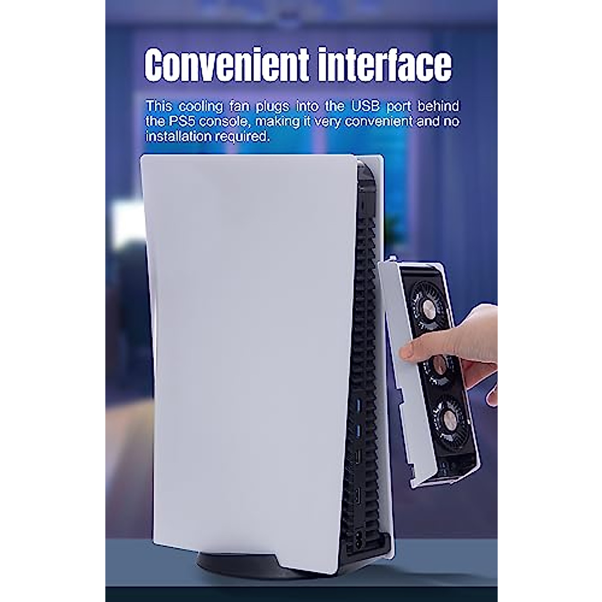 PS5 Cooling Fan, Horizontal PS5 Cooler Fan with LED Light, Comaptible with PS5 Digital Edition or Discs Edition