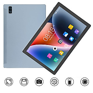 Vikye Android 10.1 Tablet, 10.1 Inch FHD Display, 8 Core CPU Processor, 6GB RAM 128GB ROM, 8MP 16MP Dual Cameras, 5G WiFi Tablet (US Plug 100‑240V) (Grey)