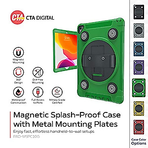 Magnetic Case for iPad 7/8/9 Gen - CTA Hard Kickstand Case with Magnetic Mounting Plates and Carry On Strap for iPad 7/8/9th Generation - Green