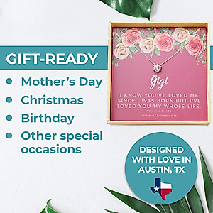 KEDRIAN Gigi Necklace, 925 Sterling Silver, Gigi Gift Necklaces For Women, Gifts For Grandma Gifts Pendant, Grandma Necklace For Women, Gifts For Gigi Gifts For Mothers Day, Gift For Grandma Birthday