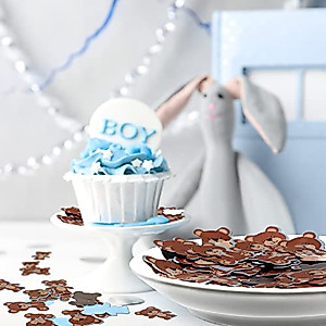 500 Pieces Bear Shaped Confetti Baby Shower Decorations Blue Brown Bear Paper Confetti Bear Table Party Arrangement Sprinkles Bear Birthday Party Decorations for Baby Shower Party Table Home