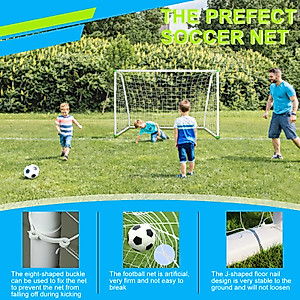 6'X4' Soccer Goal for Backyard Kids Portable Soccer Net with High-Strength Nets, Ground Stakes, Eight-Shaped Clasp, Strong PVC Frame & Weather Resistance Excellent Soccer Field Equipment