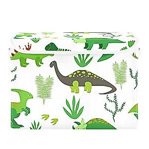 innewgogo Dinosaurs Storage Bins with Lids for Organizing Foldable Storage Bins with Handles Oxford Cloth Storage Cube Box for Car