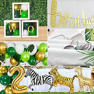 YSHMFEUX Two Wild Birthday Decorations Party Supplies, Jungle Theme 2nd Birthday Party Supplies, Jungle Safari Animal 2nd Birthday Decorations, Second Birthday Decorations for 2 Years Old Birthday