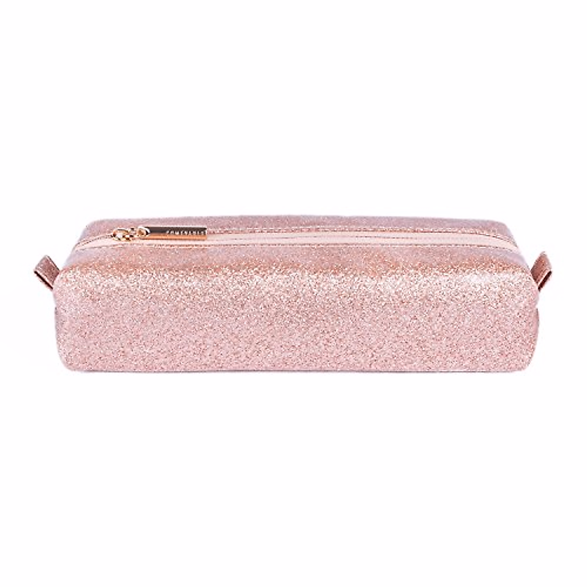 Comfyable Small Cosmetic Bag for Rectangular Makeup Bag Waterproof Glitter Cute Toiletry Pouch Rose Gold Sparkly Shiny Pink