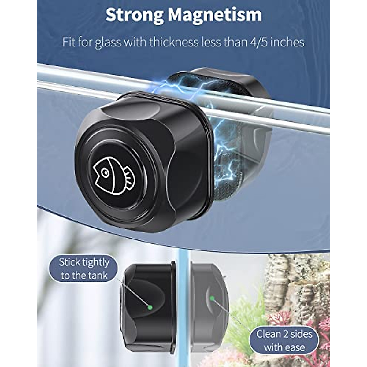 Pawfly Aquarium Magnetic Brush for Glass Fish Tanks 1.8 Inch Stain Scrubber Pads Floating Cleaning Tool for 4/5 Inch Thick Fresh & Marine Aquariums up to 30 Gallons (Not for Acrylic & Plastic Tanks)