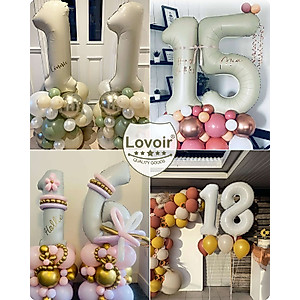 40 Inch Cream Sand White Number 1 Balloon Large Size Jumbo Digit Mylar Foil Helium Balloons for Birthday Party Celebration Decorations Graduation Anniversary Baby Shower Photo Shoot