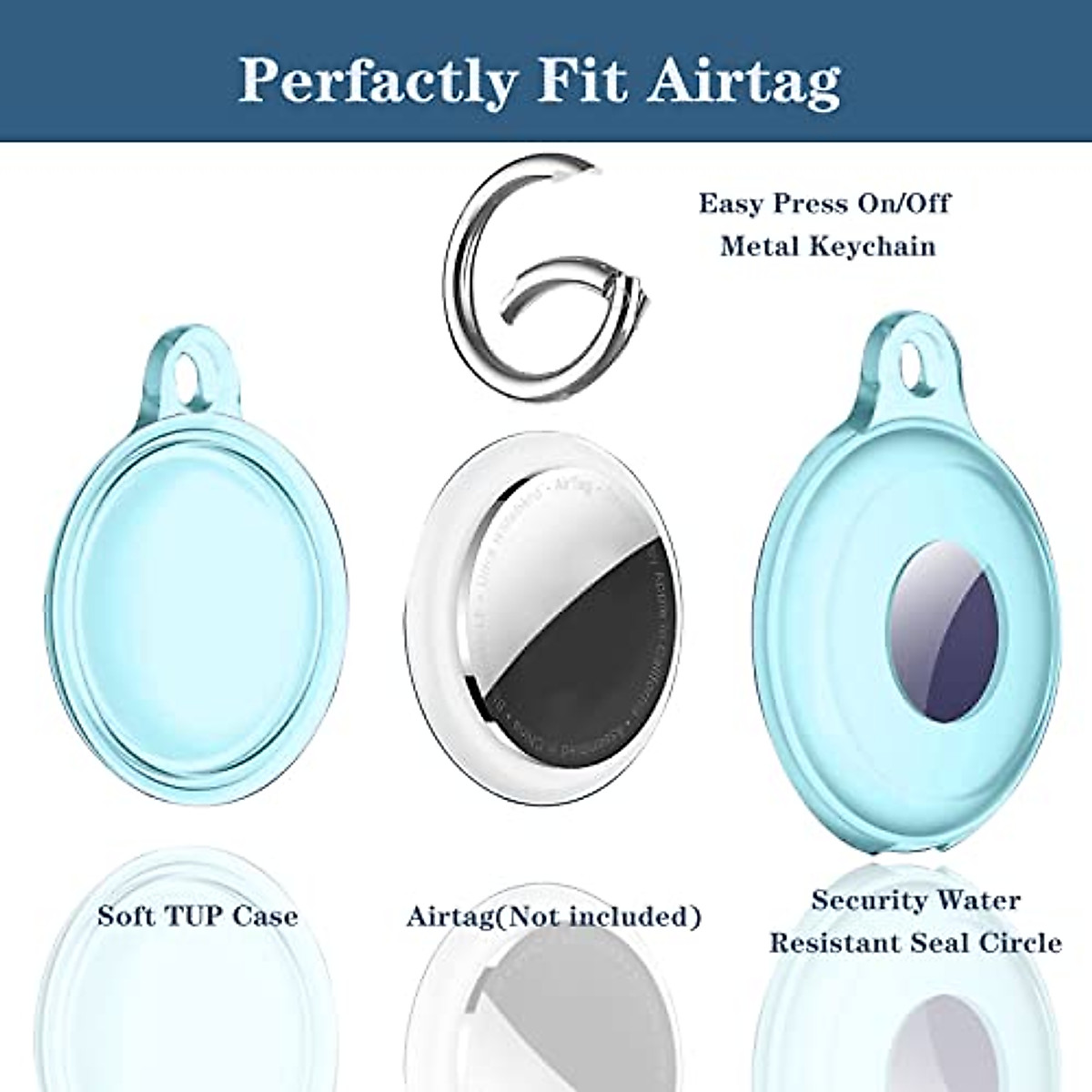 TEAMOLA Airtag Holder, 5Pcs Silicone Waterproof Full Body Protective Case Airtag Keychain Air Tag Case Holder for Kids, Dog, Pet, Backpack - Anti-Scratch - Shockproof - Anti-Loss Airtag Accessories