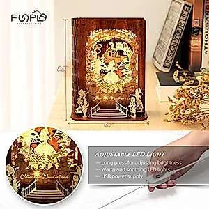 FUNPOLA Alice in Wonderland 3D Puzzle Nightlight – DIY 3D LED Book Lamp – 3D Wood Puzzles Décor Lamp for Kids and Adults